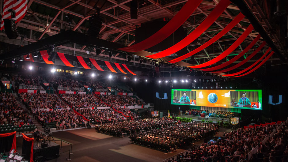 Students prepare for first fully in-person graduation at Watsco Center ...